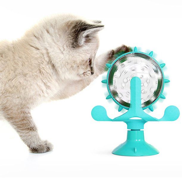 360° Rotating Cat Turntable Toy with Food Dispenser