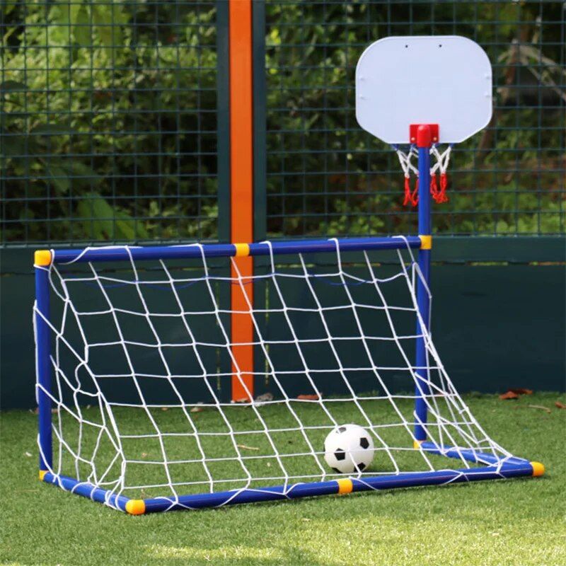 Kids Dual Sports Basketball and Soccer Set - All-in-One Outdoor Playset ...